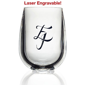 Symglass Unbreakable Clear Stemless Wine Glass Looks,Feels,Weighs Same as Glass(.58lbs),DW Safe!2PK