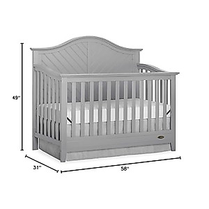 Dream On Me Ella 5-in-1 Full Size Convertible Crib in Pebble Grey, Greenguard Gold Certified