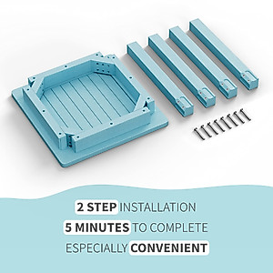 YEFU Oversize Outdoor Side Table, 18 Inch Outside Plastic Adirondack Side Table Weather Resistant, HIPS High Strength Poly Wood Rustproof Waterproof Material for Patio, Pool, Front Porch Table(Blue)