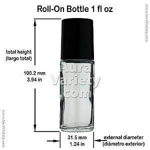 AURA VARIETY 1 OZ 30 ML ROLL ON 12 PCS PLAIN EMPTY REFILLABLE GLASS BOTTLE (Perfume Fragrance Cologne Essential Oil)