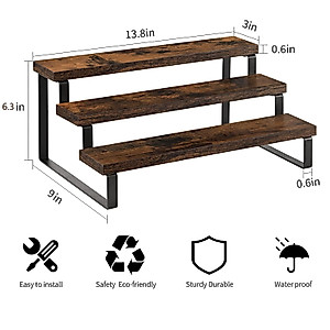 YINMIT Wooden Display Riser Stand, Tiered Perfume and Cologne Organizer Stand, 3 Tier Spice Rack Organizer, Rustic Display Shelf for Candles (3 Tier)