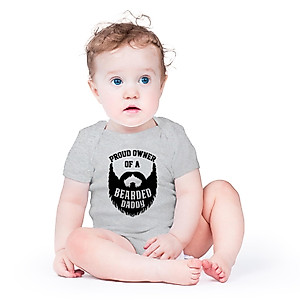 AW Fashions Proud Owner Of A Bearded Daddy Baby Bodysuit Cute Newborn Boys Outfit Funny Infant Clothes (Newborn, Sports Grey)