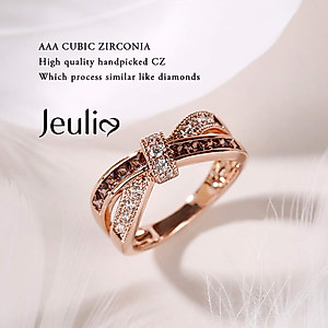 Jeulia Crossover Sterling Silver Women's Band Fashion Anniversary Promise Engagement Ring for Women with Gift Jewelry Box
