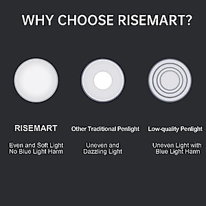 RISEMART Pen Light for Nurse, Rechargeable LED Medical PenLight, Warm/Cool White & Stepless Dimming, Portable Medical PenLight for Nurse, Doctor, First Aid, EMT, Nursing,Nursing Student (Black)