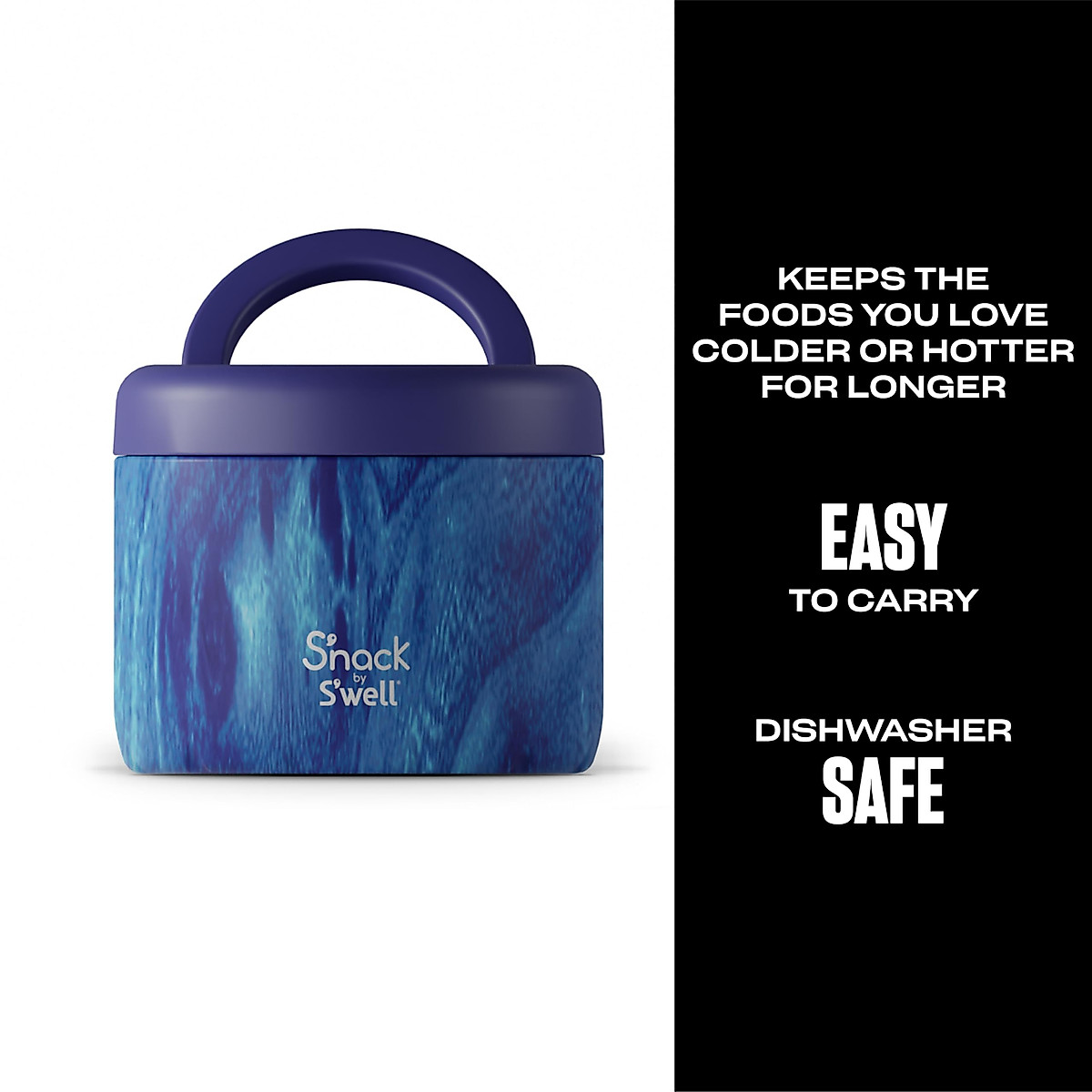 S'well S'nack Stainless Steel Food Container - 24 Oz - Azure Forest - Double-Layered Insulated Bowls Keep Food Cold for 8 Hours and Hot for 6 - BPA-Free