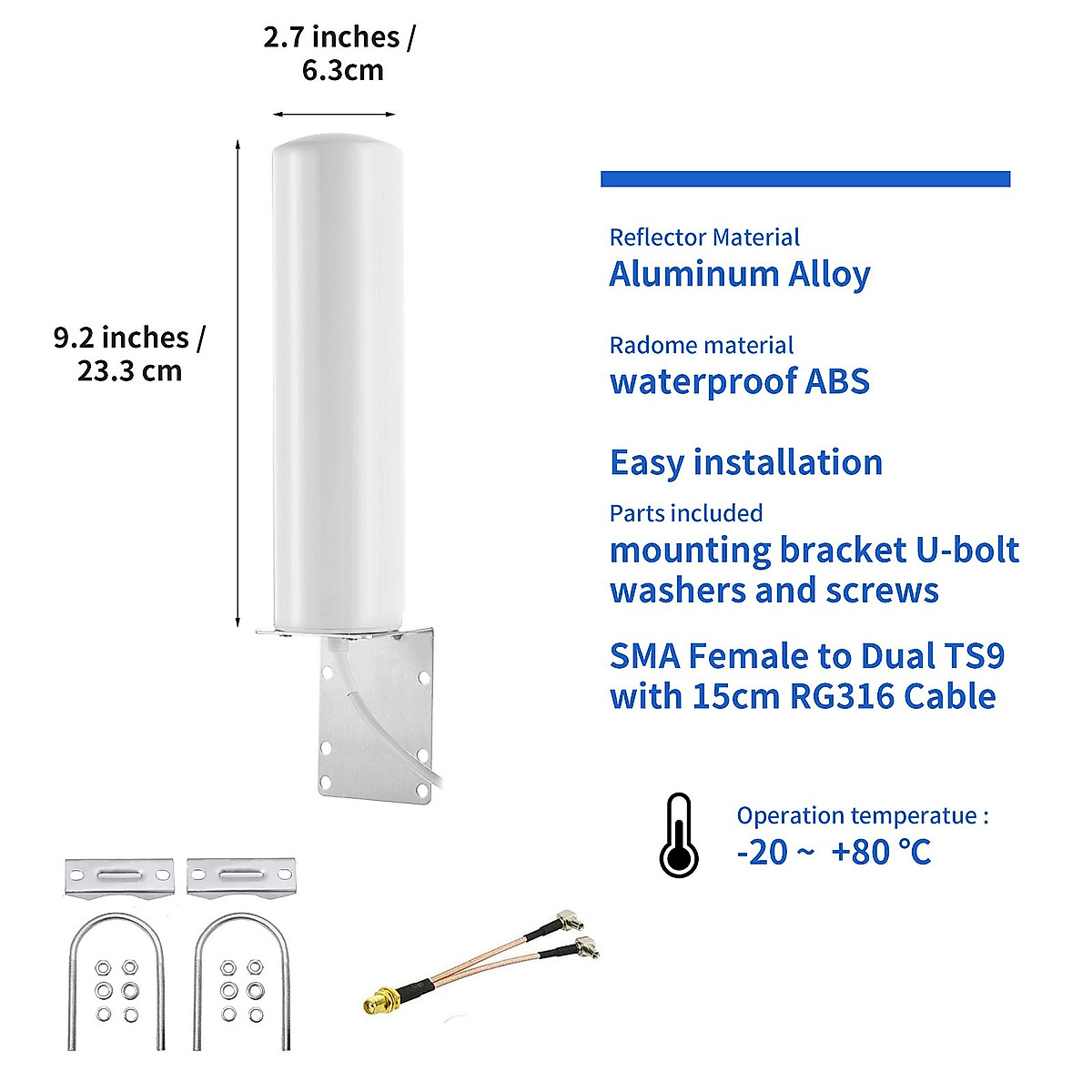 High Gain 10-12dBi External SMA Male/Dual TS9 3G 4G LTE Bracket Mount Long Range Antenna for Netgear Nighthawk M1 MR1100 Verizon Jetpack 8800L Mobile Hotpots Router MiFi Mobile Hotspot 4G LTE Router