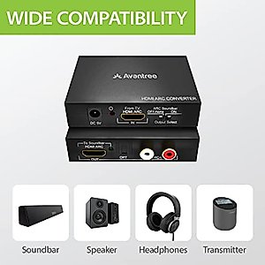 Avantree HAX05 - HDMI ARC Audio Converter TV Sound with Pass-Through Capabilities, Optical & Analog Audio Output, and CEC Support