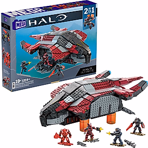 MEGA Halo Infinite Toys Vehicle Building Set, Banished Phantom Aircraft with 1214 Pieces, 4 Micro Action Figures and Accessories