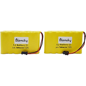 Blomiky 2 Pack 7.2V 700mAh Ni-Cd Rechargeable Battery Pack with SM 2P Plug Replacement for Old Version 15 Channel Huina 1550 550 RC Excavator 7.2V 700mAh Yellow 2