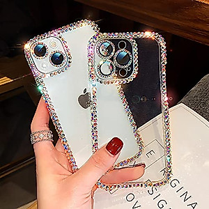 Poowear Compatible with iPhone 13 Pro Max Case Luxury Bling Rhinestone Glitter Phone Case for Women Girl 3D Diamond Silicone Clear Protective Case Cover