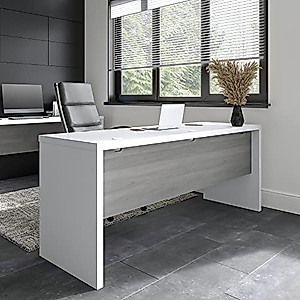 Bush Business Furniture Echo Computer Desk, Pure White and Shiplap Gray