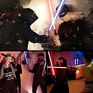Dueling Light Saber RGB 12 Colors Light Sabers - Metal Hilt Black Series Sabers for Adults Cosplay Party, Birthday Gift, 9 Sound Fonts, FOC, Support Real Heavy Dueling (Gun)