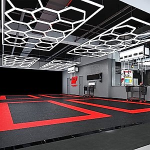 LRBHLFJ LED Cellular Garage Light, 14 Hexagon Grid LED Workshop Lights for Garage Detail Lights & Auto Repair Shop Lights, IP54