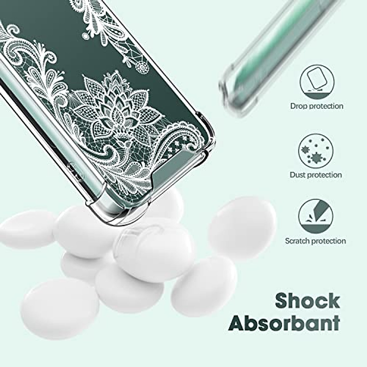 Cutebe [3 in 1 Cute Clear Case for Samsung Galaxy S22 6.1 Inch 2022 Released, Shockproof Series Protective Cover with Screen Protector and Camera Lens Protector for Women, Girls