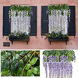 Gldmaoer 12 Pack 1 Piece 3.6 Feet Artificial Fake Wisteria Vine Ratta Hanging Garland Silk Flowers String Home Party Wedding Decor.
