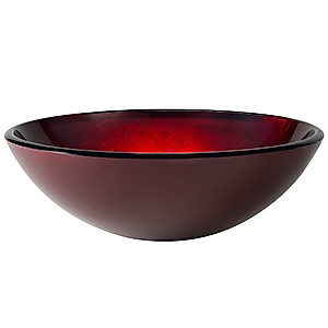 KRAUS Round Red Glass Vessel Bathroom Sink, 16 1/2 inch GV-200