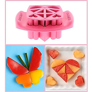 FunBites Set of 3 Food Cutters, Green Squares, Pink Hearts, Blue Triangles