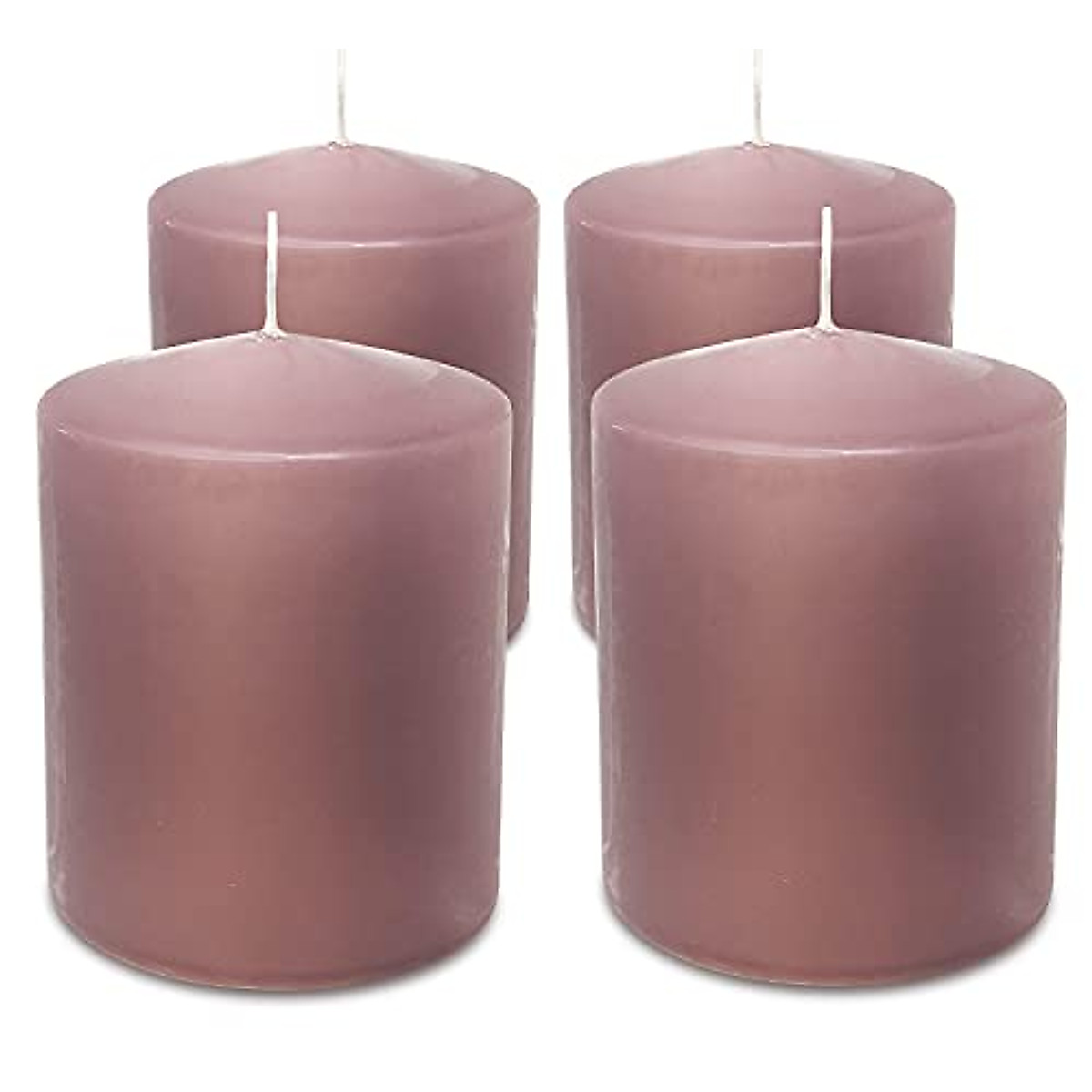 Hyoola Mauve Pink Pillar Candles 2x3 Inch - 4 Pack Unscented Pillar Candles Bulk - European Made