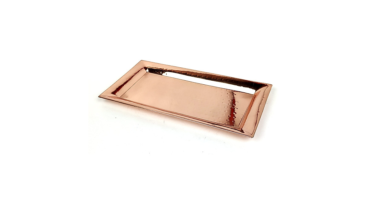 Hammered Copper Serving Trays - Stylish 2-Piece Food Platters
