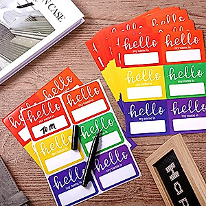 120 Pieces Hello Name Tags with Black Marker Pen, Hello My Name is ...