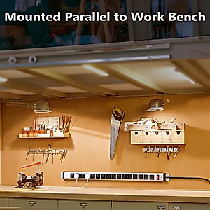 Metal 16 Outlet Power Strip, Extra Long Power Strip With10ft Cord, BTU Heavy Duty Power Strip Wall Mount, Garage Power Strip with Switch for Work Shop, Workbench Industrial Commercial Use (Silver)