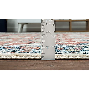 Abani Savoy Collection Area Rug - Red and Cream Vintage Design - 6' x 9' - Easy to Clean - Durable for Kids and Pets - Non-Shedding - Medium Pile - Soft Feel - for Living Room, Bedroom & Office