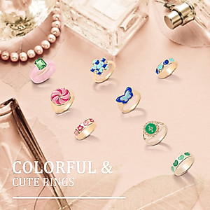 CrazyPiercing Chunky Rings Colorful Cute Chunky Rings Set Resin Acrylic Rings for Women, Teen, Girls, Aesthetic Finger Knuckle Y2K Rings Plastic Trendy Rings Set(18Pcs)