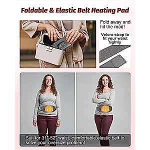 Natural Jade Menstrual Heating Pad, Portable Heating Pad for Period, Cramps, Belly, Waist, Electric Cordless Pad with Heating and Vibration Massage, Back Pain Relief, Gifts for Her or Him(Gray)