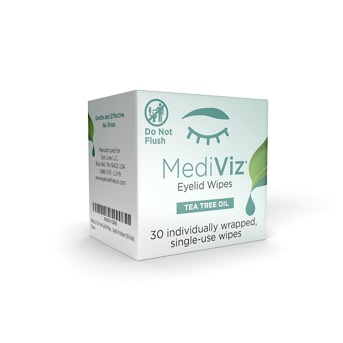 MediViz Tea Tree Eyelid Cleanser Wipes – 30 Single-Use Towelettes – Eyelash & Eyelid Wipes for Soothing Dry Eye Irritation, Demodex Removal & More​