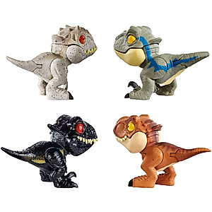 Mattel Jurassic World Snap Squad Dinosaur Toys, Small Dino Figures with Opening Clip-On Jaws, Portable Collectibles