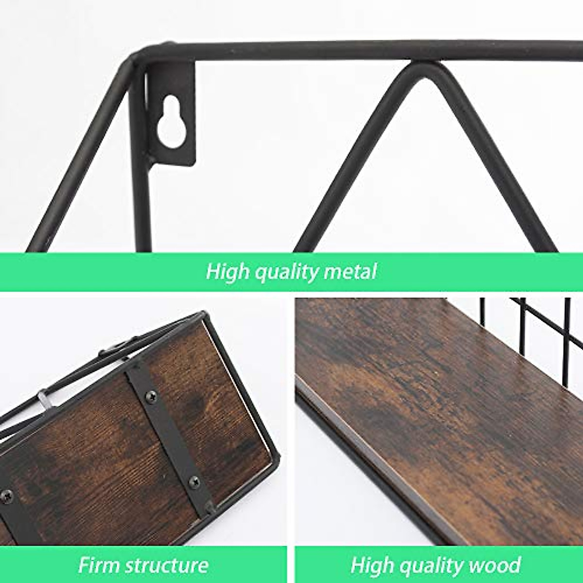 Coral Flower 2-Pack Floating Shelves Wall-Mounted Rustic Space-Saving & Decorative Wood Shelving Set for Living Room Office Bedroom，Rustic Brown 1