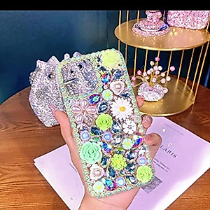 redecarie for Galaxy S9 Plus Crystal Rhinestone Case,Diamond Bling Floral Glitter Shiny Sparkle Women Girls Kids Cute 3D Protective Phone Case for Samsung Galaxy S9 Plus