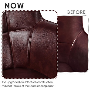 Yaheetech PU Leather Armchair, Mid-Century Accent Chair with Tapered Legs Tufted Sofa High Back Oversized Chairs for Living Room Home Office Bedroom, Chestnut Brown