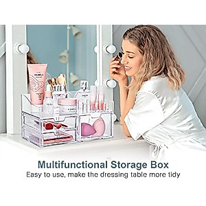BREIS Makeup Organizer, Clear Acrylic Bathroom Organizers and Storage Box with Drawers for Vanity Skincare Beauty Countertop Desk, Cosmetic Display Case for Perfume Lipstick in Bedroom Dresser Top