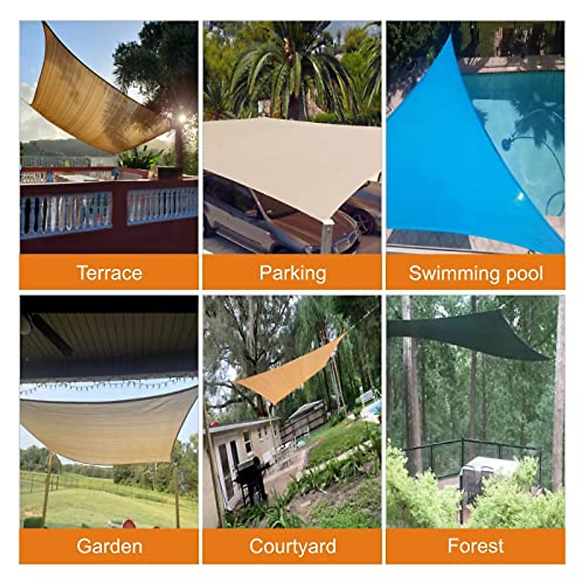 Shade Sails Installation Kits,Sun Shade Sail Hardware Kit with 4pcs 10ft Length Extension Nylon Wire Rope,Shades Awning Kit for Triangle Rectangle Shade Canopy,304 Stainless Steel, Patio Outdoor