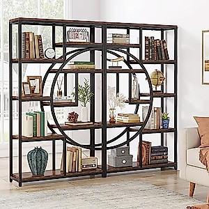 Tribesigns Bookshelf Industrial 5 Tier Etagere Bookcase, Freestanding Tall Bookshelves Display Shelf Storage Organizer with 9-Open Storage Shelf for Living Room, Bedroom