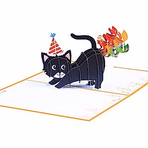 DUBRIX 3D Pop Up Funy Cat Birthday Cards pop up Greeting Cards Happy Birthday gift pop-up card for Animal Lovers, Men, Women, Dad, Husband, Friends, Kids, etc.