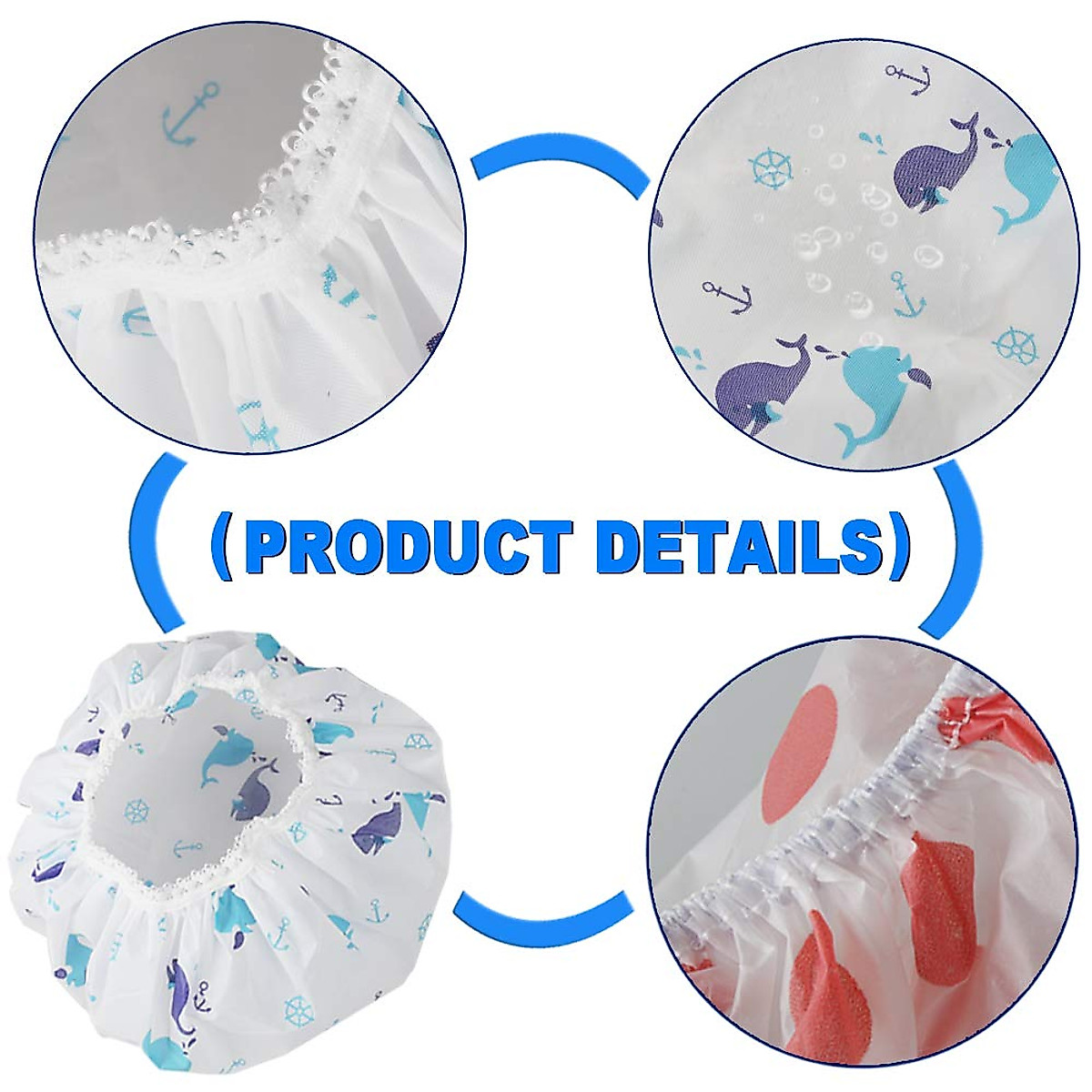 11 Pieces Waterproof Shower Caps Elastic Reusable Plastic Bathing Hair Cap Lady Salon Hat for Kids Girls and Women, Assorted Patterns