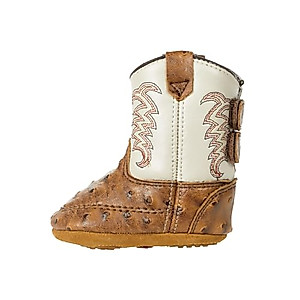 Old West Baby Boys Poppets Shoes Ankle Boot, Brown Ostrich Foot/White Shaft, 1 Infant