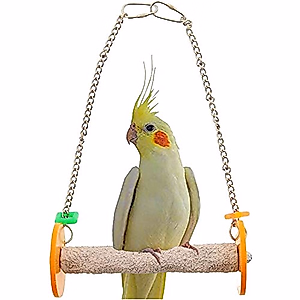 Sweet Feet and Beak Roll Swing and Perch Bird Toys - Keeps Nails and Beak in Top Condition - Handmade Pet Supplies - Safe and Non-Toxic Bird Cages Accessories - Parrot Toys (4.5" Orange XS)