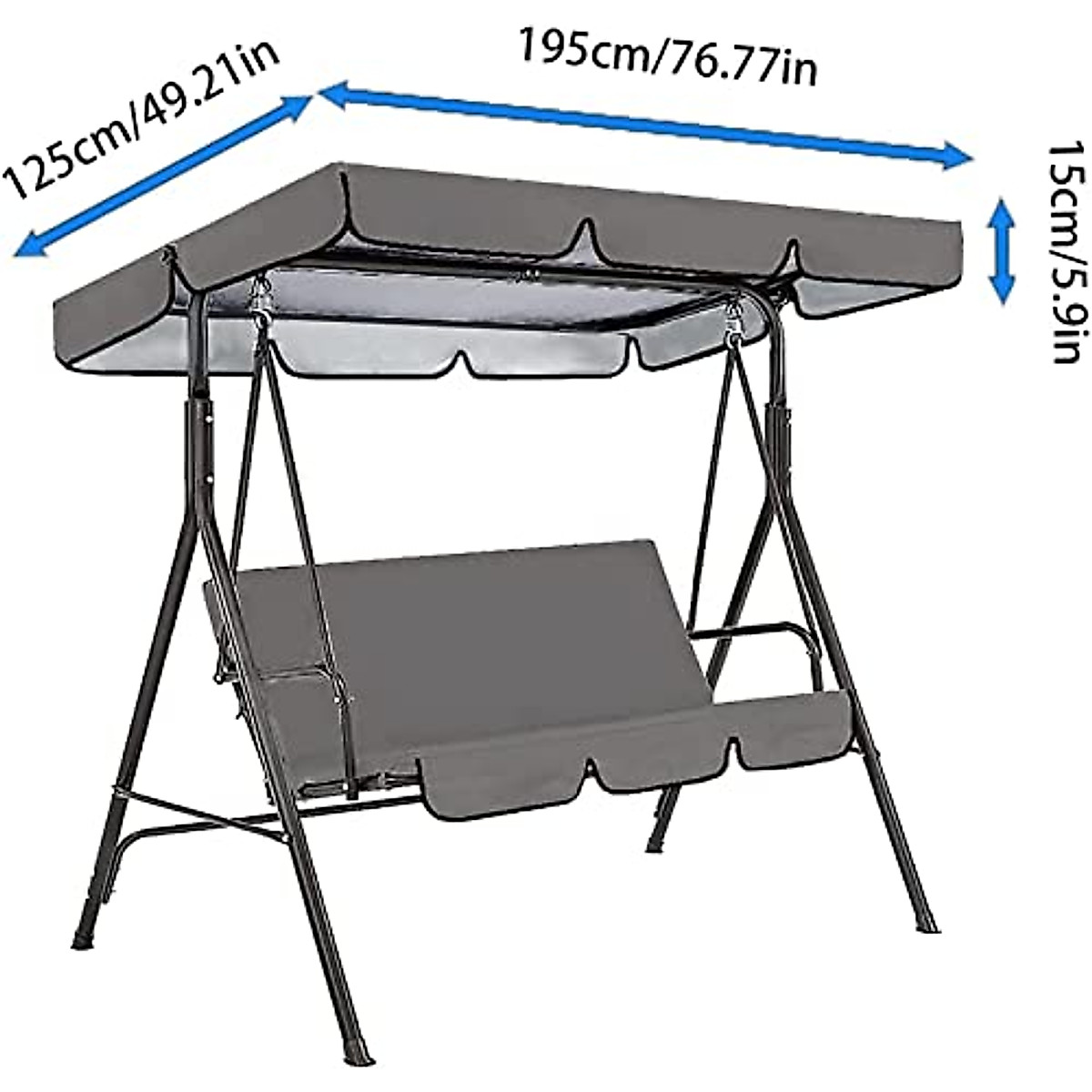 XYQSBY Patio Swing Canopy Waterproof Top Cover Set, Courtland Swing Replacement Awning Canopy Cover/Seat Cover, Swing Chair Glider All Weather Protection Outdoor Garden Covers (Blue, 55.9×47.2×7.1in)