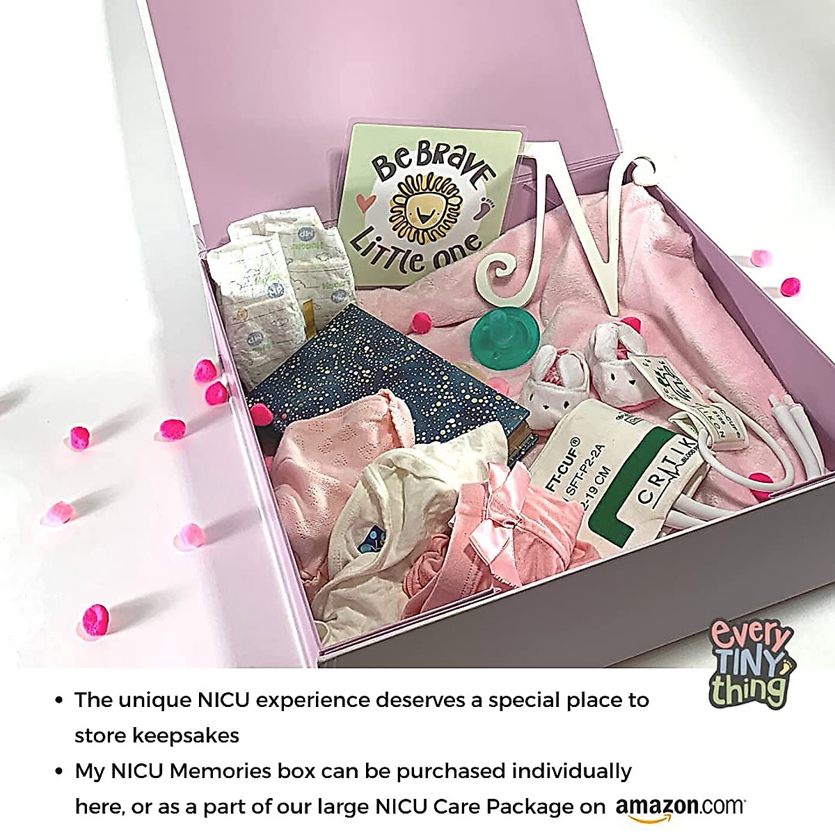 "My NICU Memories" Keepsake Box - Magnet Closure Box for Storing NICU Memorabilia (White, Large)