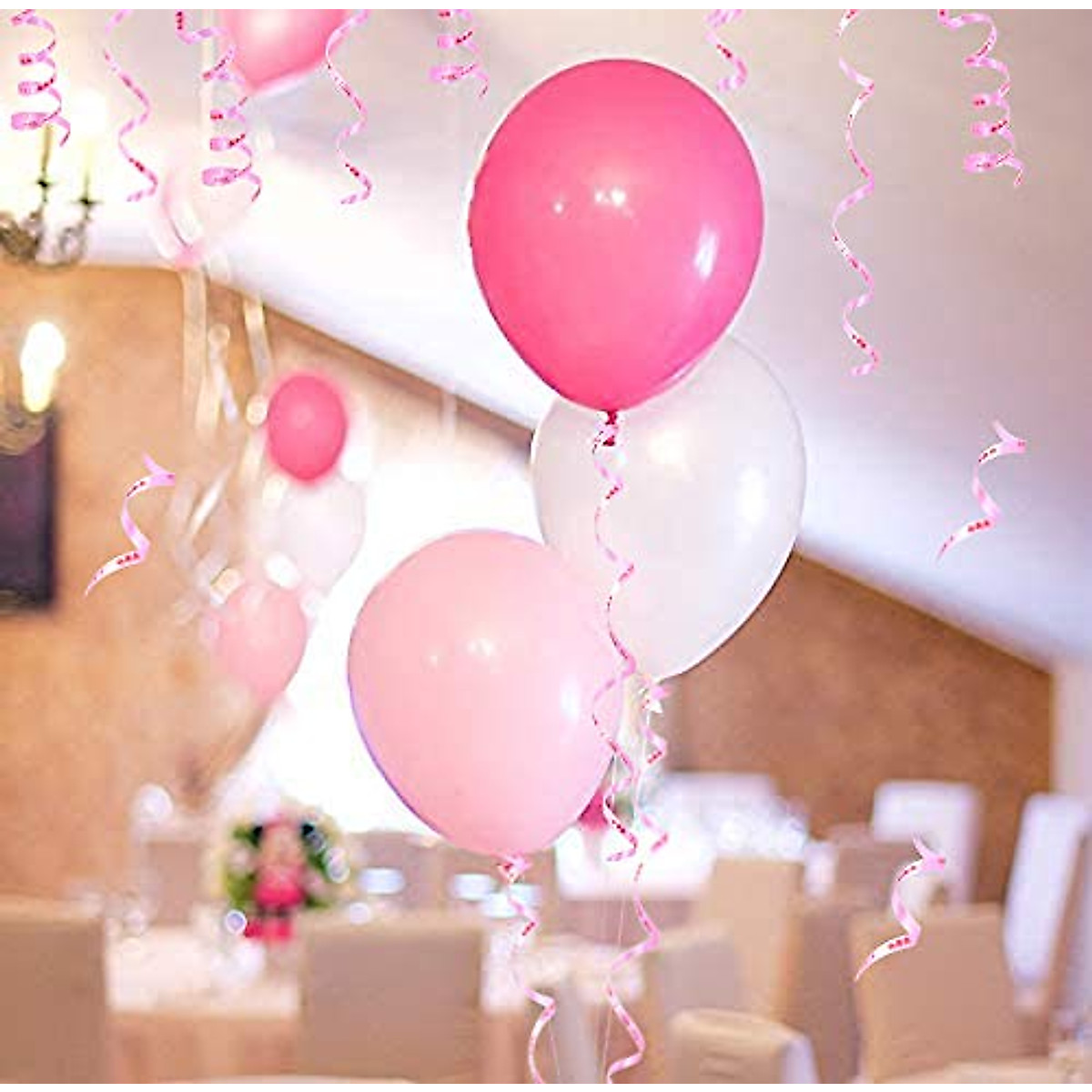 BEISHIDA 500 Yard Pink Heart Crimped Curling Ribbons I Love You Printed Balloon String Roll Valentines Day Ribbon for Gift Wrapping Party Festival Art Craft Decor Florist Flowers Decoration