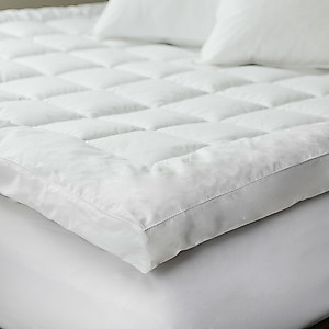 Lavish Home Alternative Mattress Topper-Full Size-3” Gusset Hypoallergenic Fiber Filled Pillowtop Pad for Cushion & Support-Microfiber Cover, White