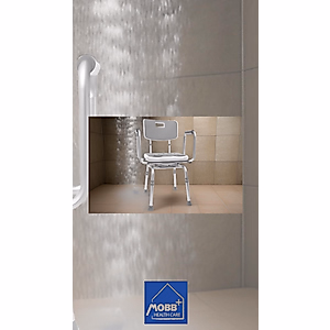 MOBB Premium Bathroom Swivel Shower Chair Bath Bench with Back, 360 Degree Swivel Seat with Locking Mechanism