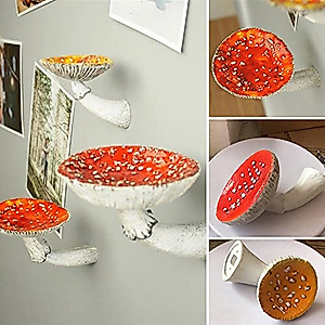 XHONG Mushroom Hanging Shelf Decor, Wall Floating Shelf Frame Amanita Shaped, Wall Hanging Storage Rack Wall Storage Shelves for Bedroom Living Room Wall Decoration-S+M+L
