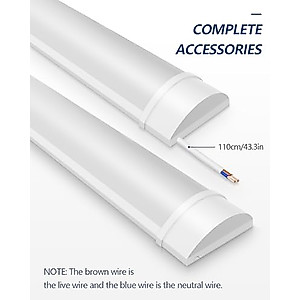 Sararoom 3ft LED Shop Light Fixture 30W LED Tube Light, 3600lm, 4000K Neutral White, 90cm 35.4inch LED Garage Closet Light Ceiling Light for Office Home Basement, No Plug, No Ground Wire