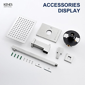 KENES Brushed Nickel Shower Faucet, Tub and Shower Trim Kit with 8-Inch Rain Shower Head, Modern Single-Spray Shower Faucet Set, KE-6024A (Shower Valve Included)
