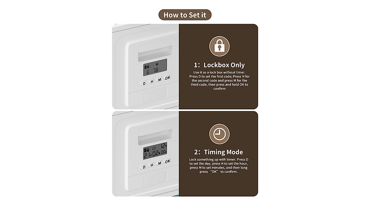 Secure Time Lock Box: Meds, Phone, Food Control & Focus