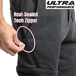 Ultra Performance 3 Pack Fleece Active Tech Joggers for Men, Mens Sweatpants with Zipper Pockets